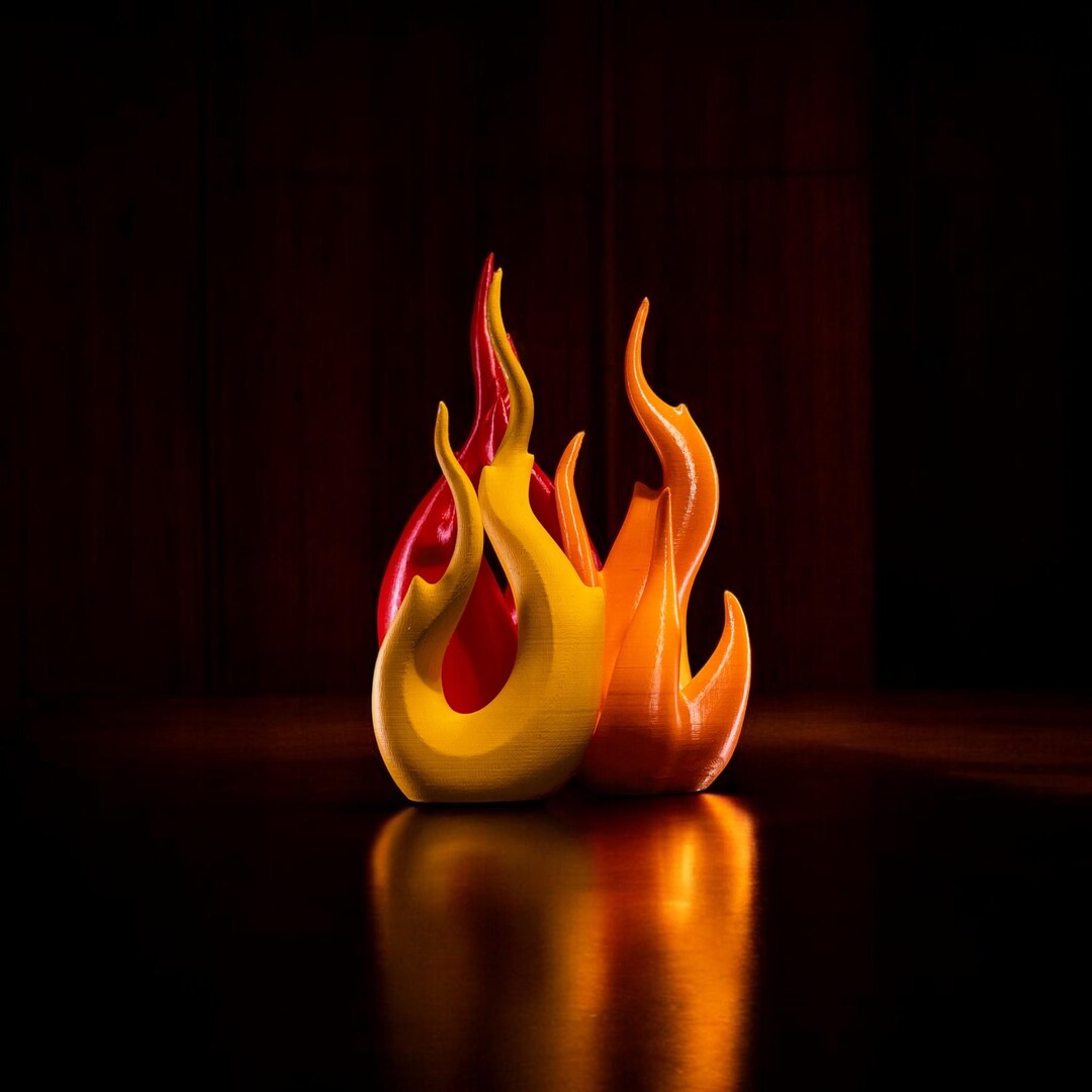 Flame Sculpture 3D Printed Fire Decor Modern Flame Art Desk Accent ...