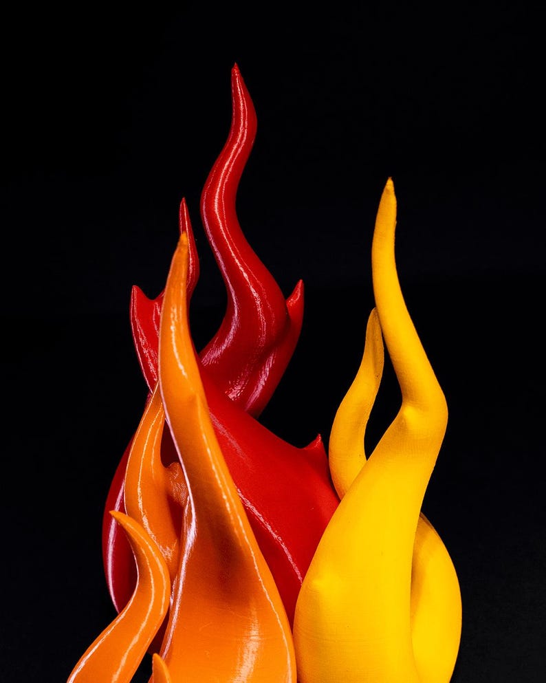 Flame Sculpture 3D Printed Fire Decor Modern Flame Art Desk Accent ...