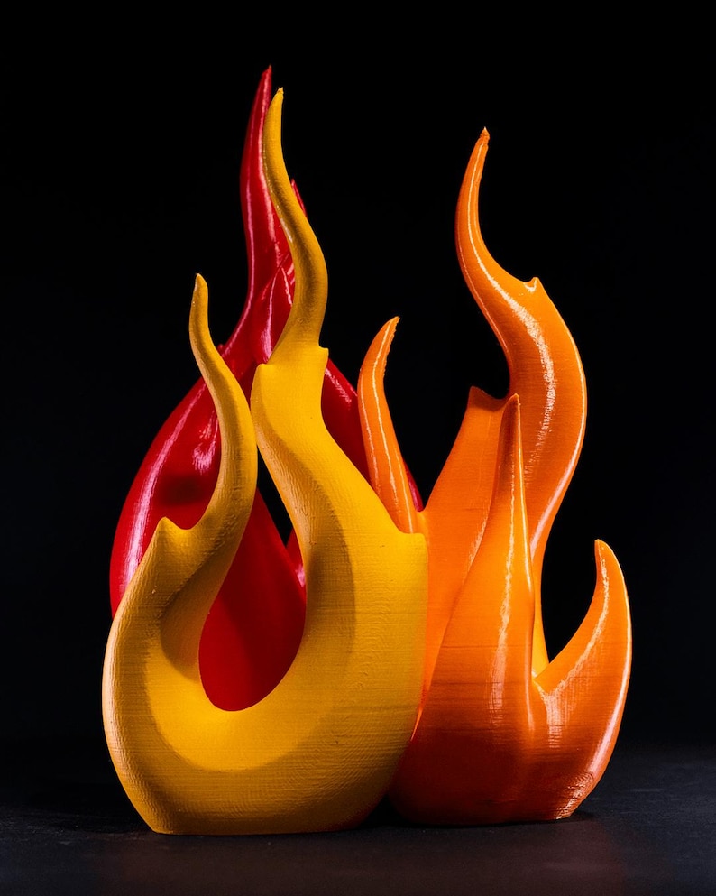 Flame Sculpture 3D Printed Fire Decor Modern Flame Art Desk Accent ...