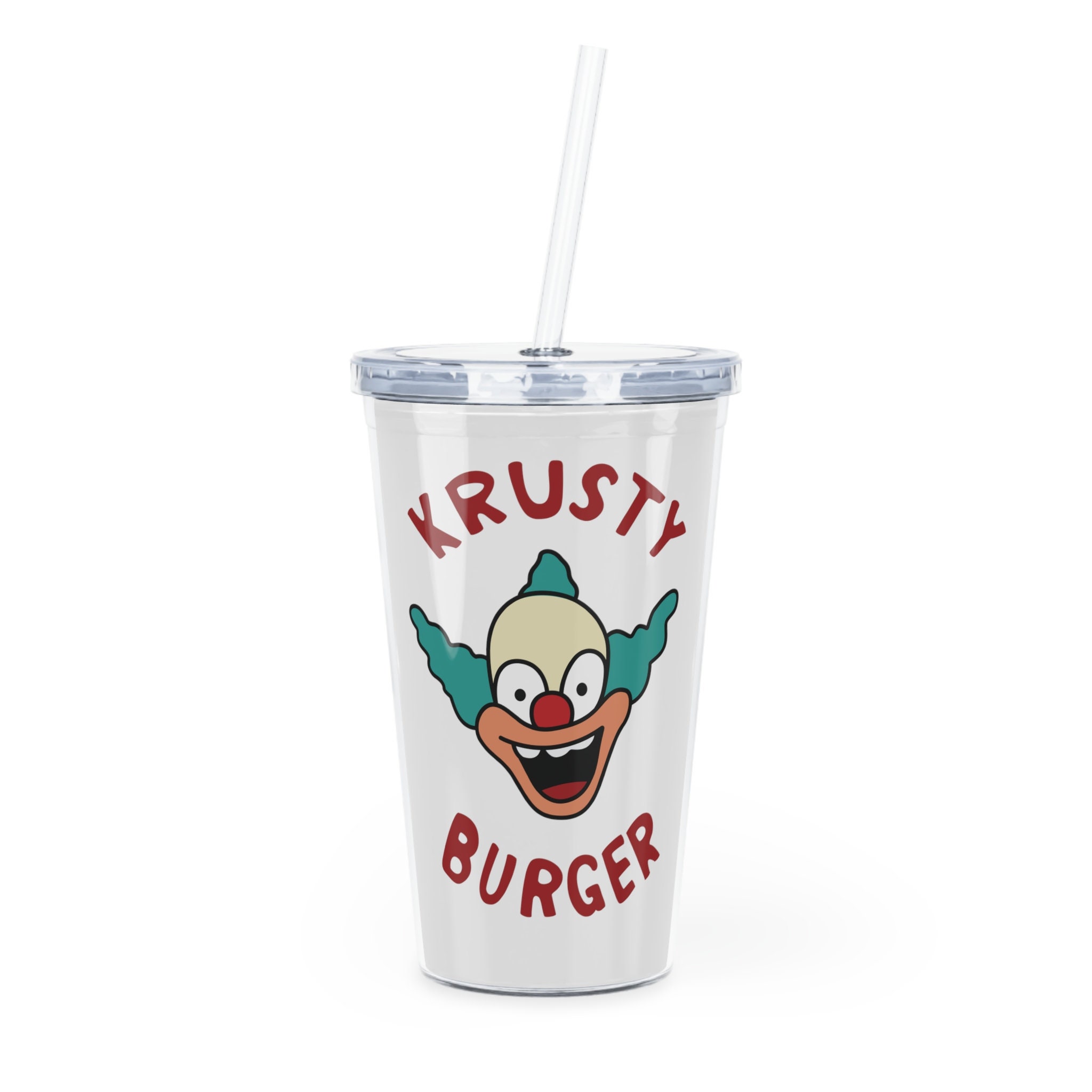 Simpsons Krusty Burger Plastic Tumbler With Straw - Krusty the Clown - Etsy