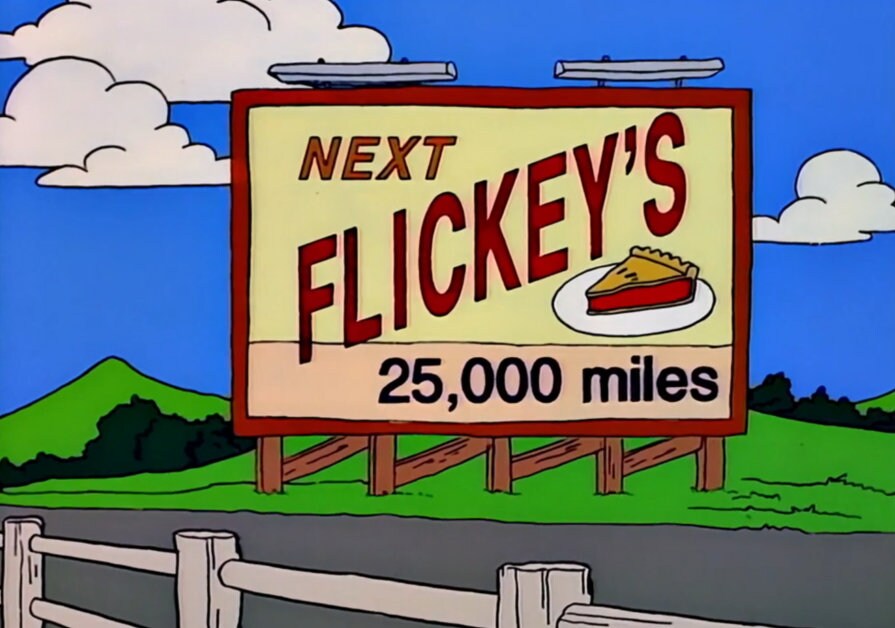 Simpsons Flickey's 25,000 Miles Metal Art Sign 30x20 - Etsy