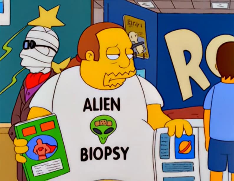 Simpsons Alien Biopsy Shirt - Comic Book Guy - Etsy