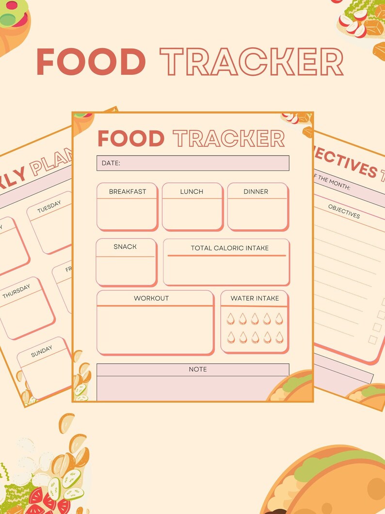 Food Tracker Printable - Etsy
