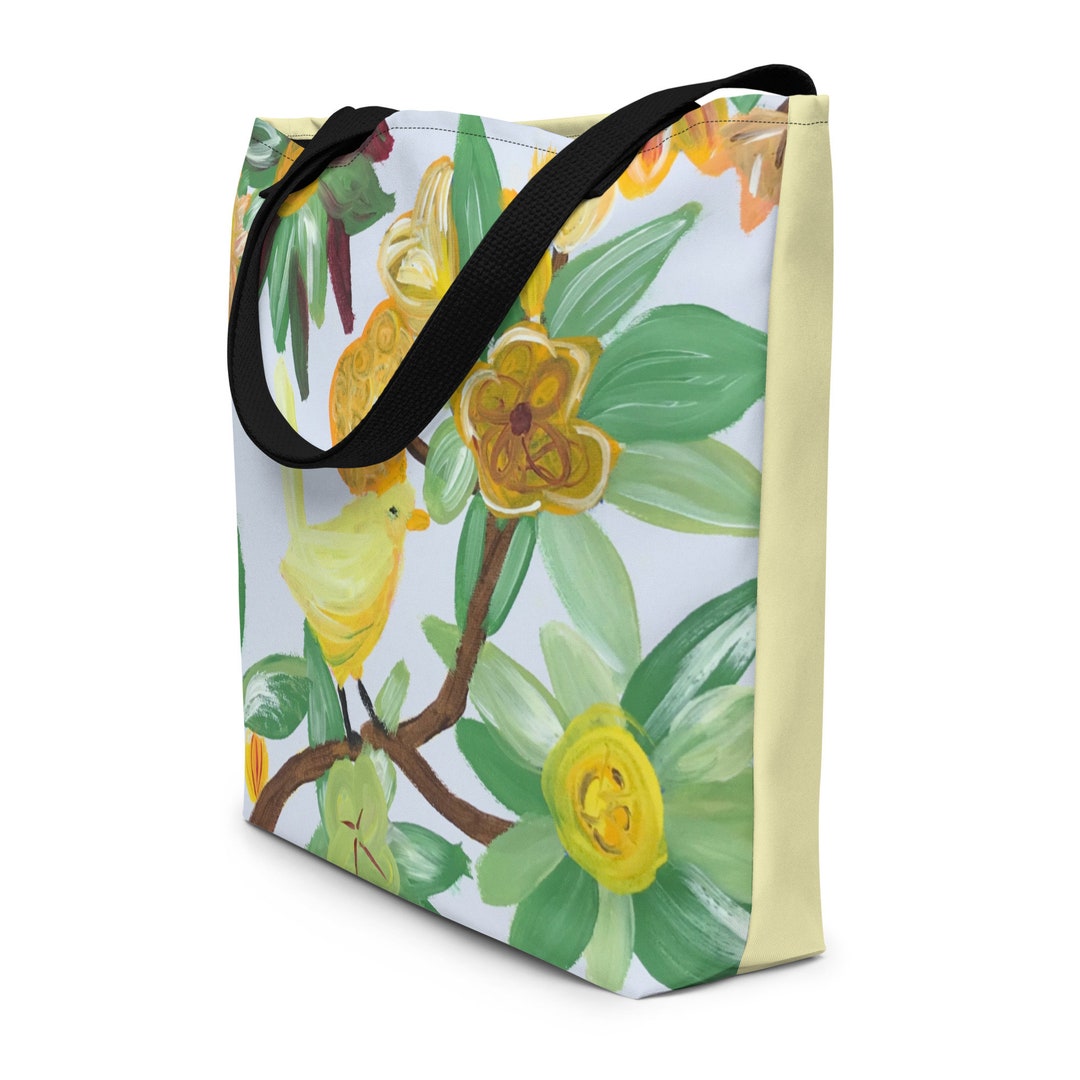 Yellow Bird Large Tote Bag / Animal Beach Bag - Etsy
