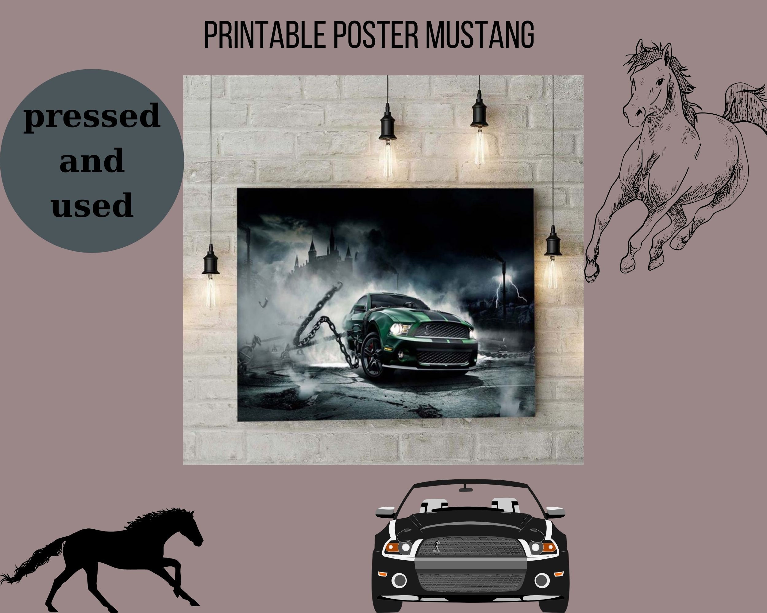 Printable Poster, Digital Printable Poster,mustang Poster,4k Mustang ...