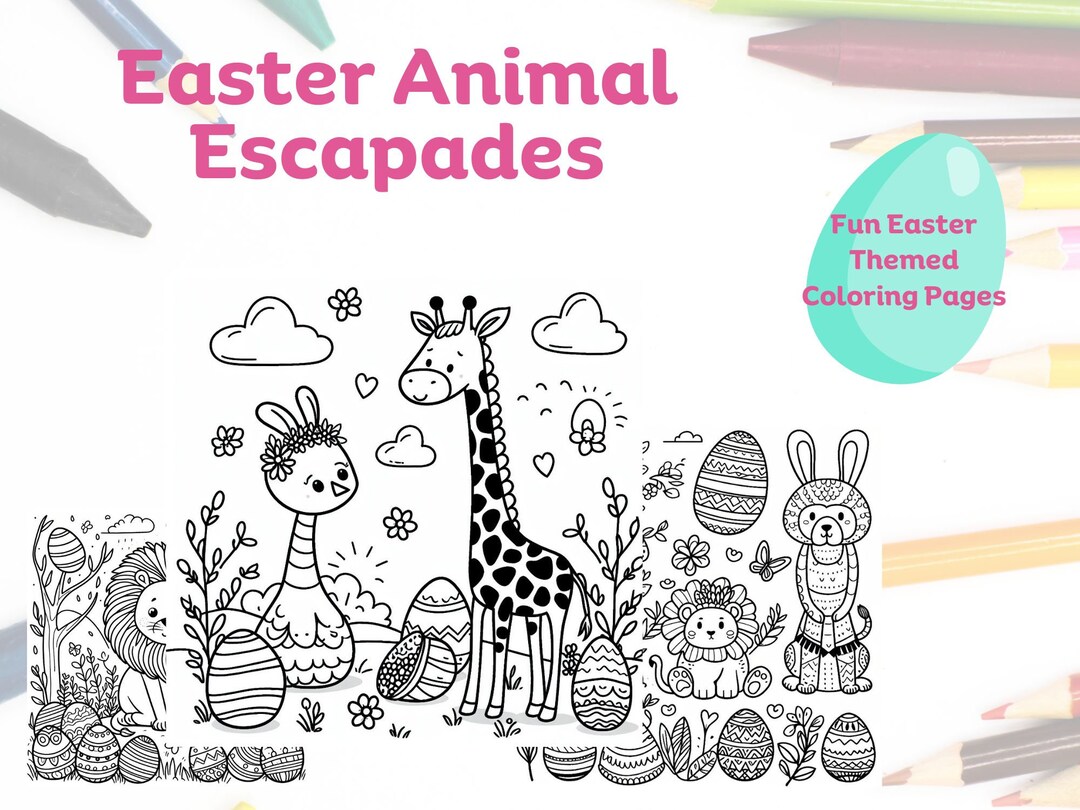 Easter Animal Escapades Digital Coloring Pages for All Ages , 15 PDF ...
