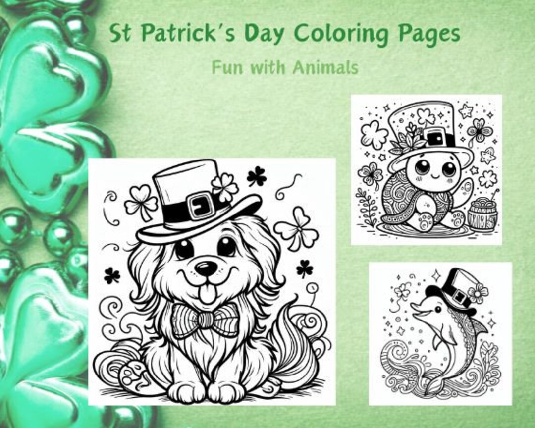 St Patrick's Day Coloring Fun, Instant Coloring Pages Download, Festive ...