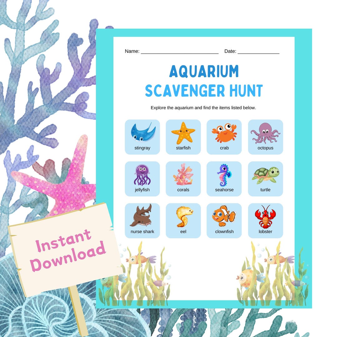 Aquarium Scavenger Hunt Printable | Kids Marine Life Activity ...