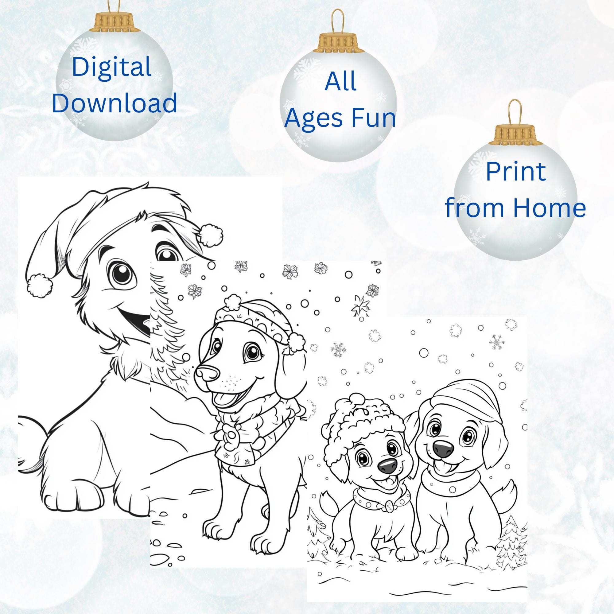 Festive Holiday Dog Coloring Pages Printable Christmas Coloring Book ...