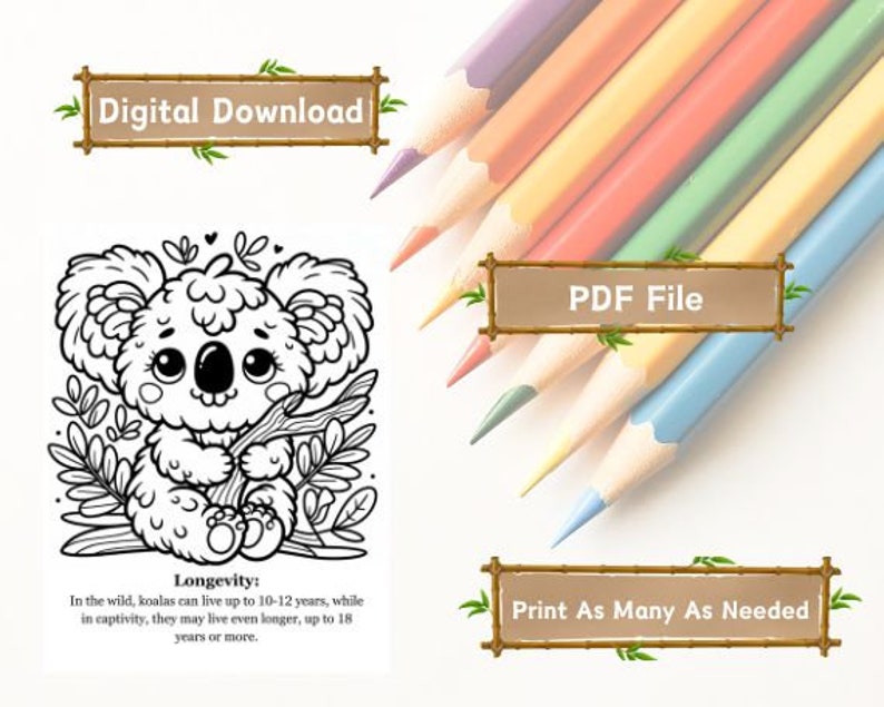 Discover Koala Wonderland Printable Coloring Pages W/fun Facts ...