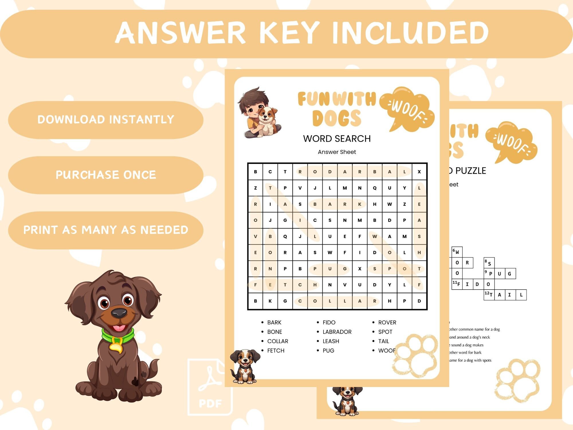 Fun With Our Dog Lover's Puzzle Pack Digital Download Printable Dog ...