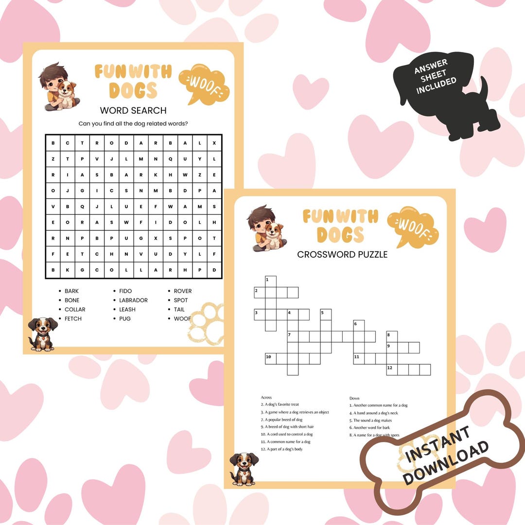 Fun With Our Dog Lover's Puzzle Pack Digital Download Printable Dog ...
