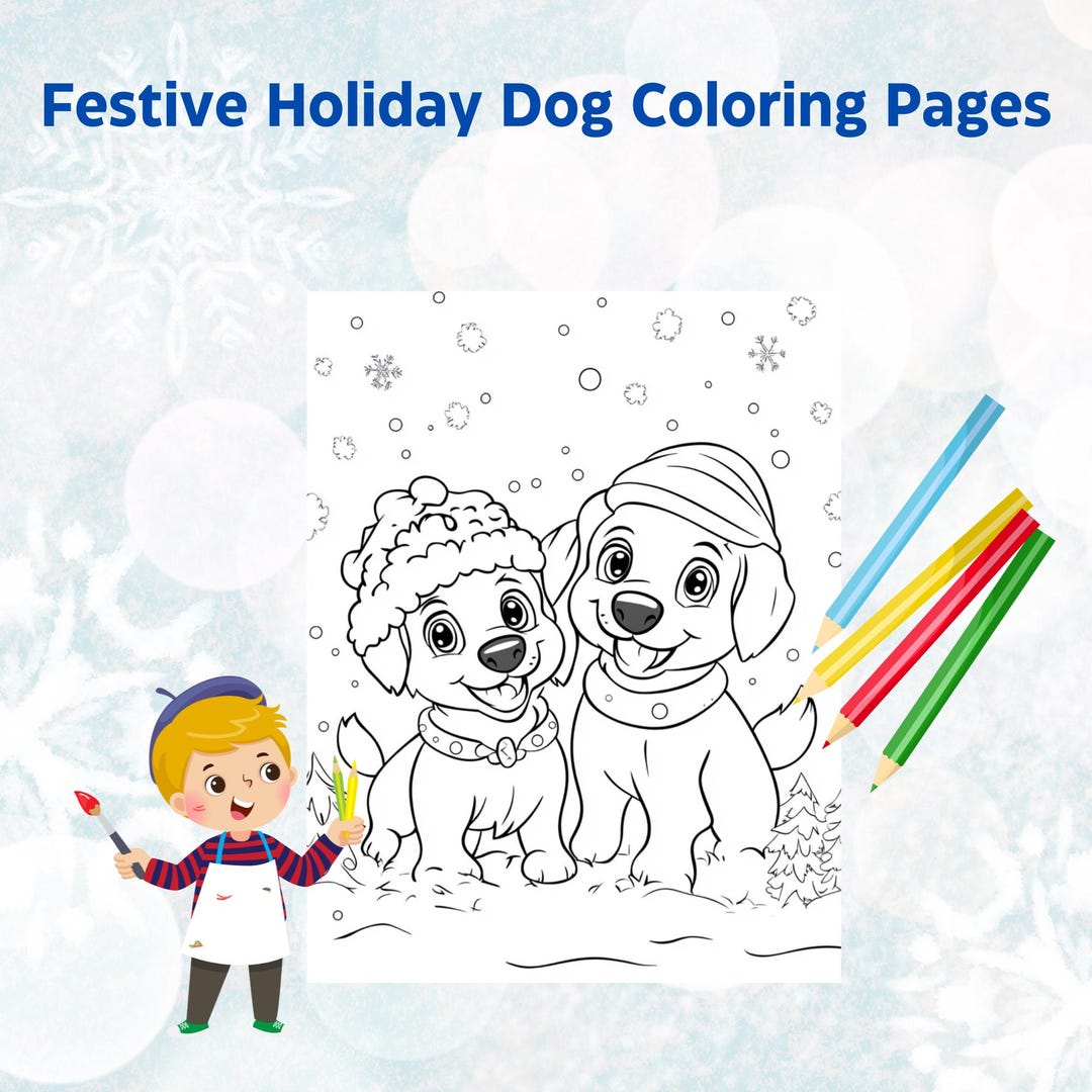 Festive Holiday Dog Coloring Pages Printable Christmas Coloring Book ...