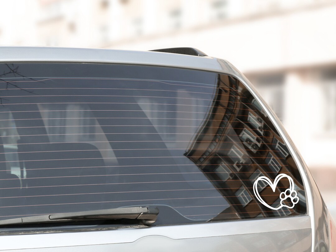Dog Heart Paw Vinyl Decal, Dog Lover Sticker | Car Window Dog Mom ...