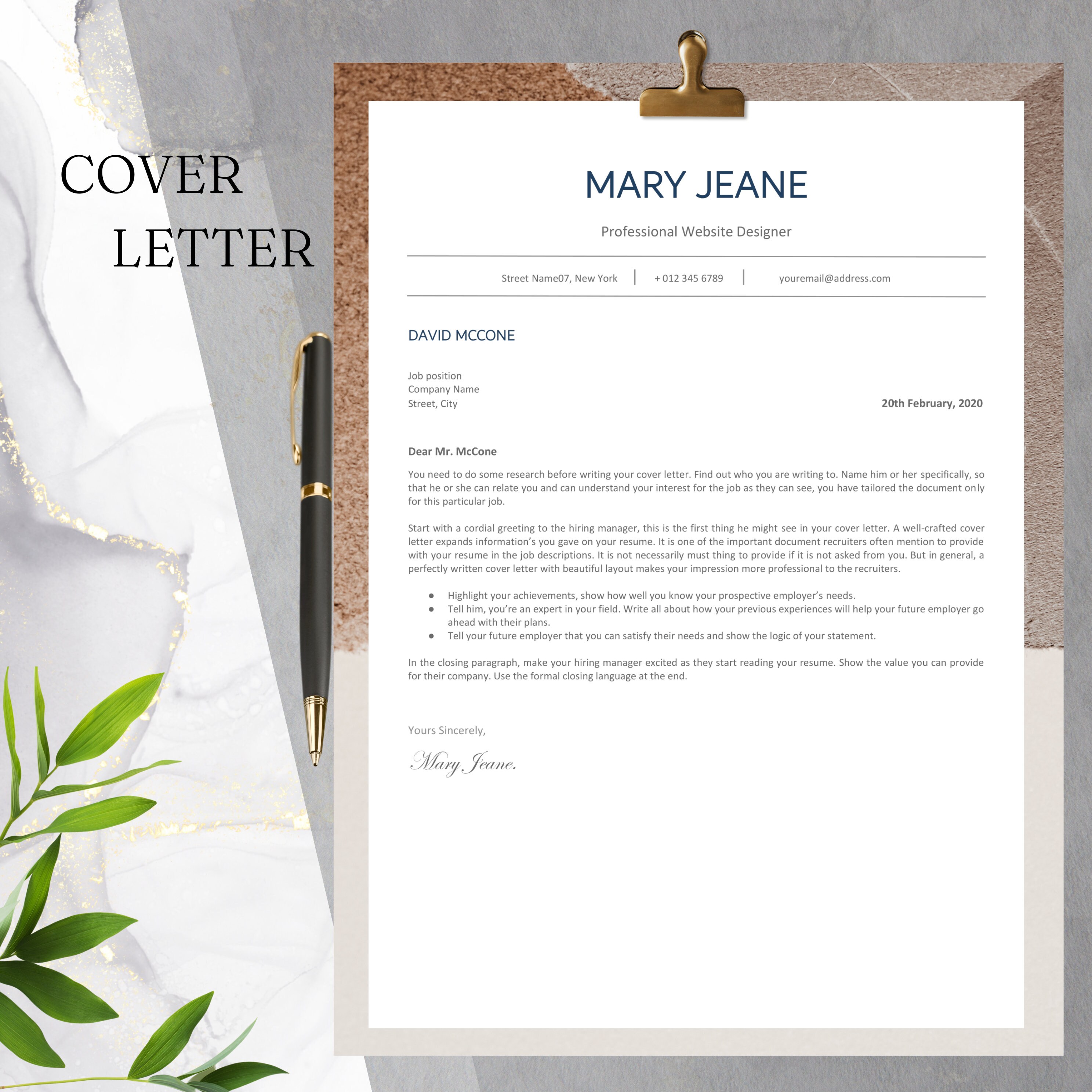 Resume Template Word ATS Friendly Cover Letter - Etsy