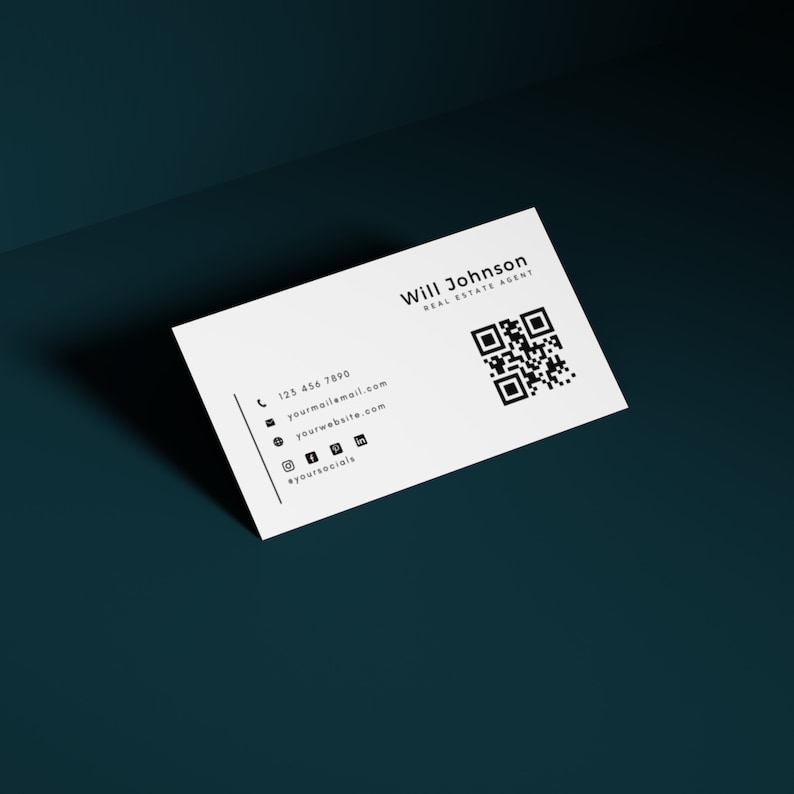 Qr Code Business Card Template Printable And Editable Business Card Template Diy Calling Card