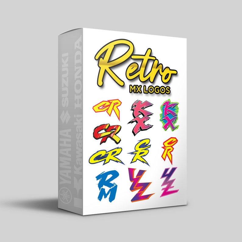 90s Retro Moto MX Logos Bundle SVG PNG Eps Honda Cr, Suzuki Rm, Yamaha ...