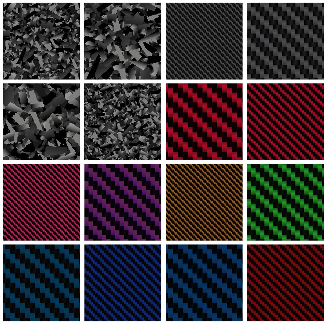 Forged Carbon Fiber Texture Pattern Pack Bundle With Colors Seamless ...