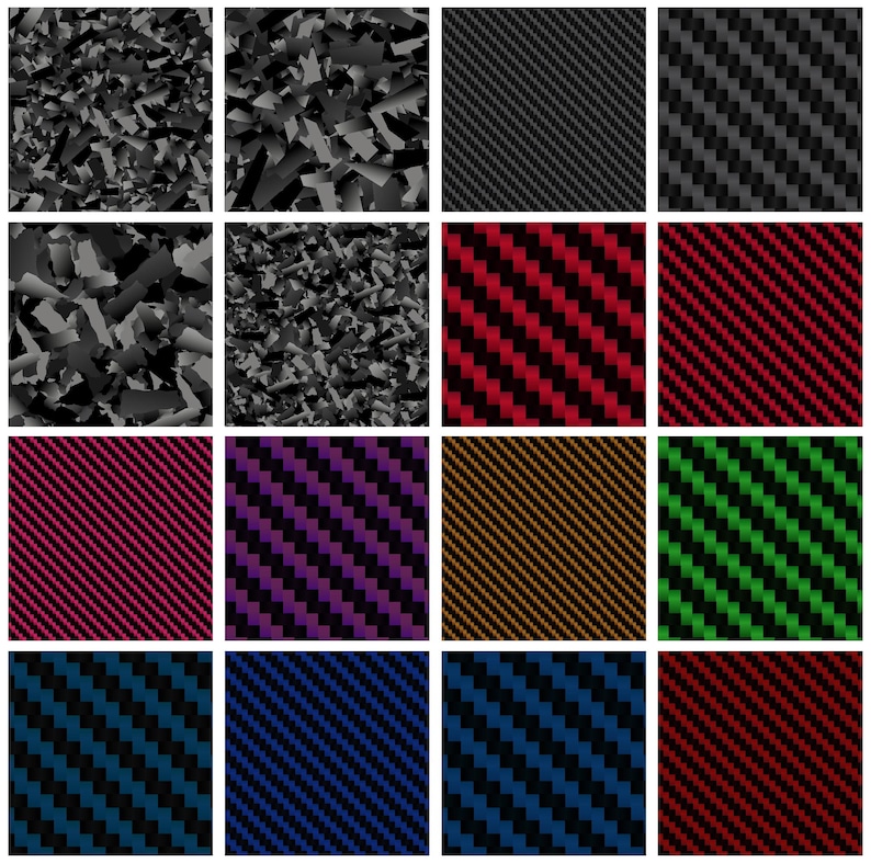 Forged Carbon Fiber Texture Pattern Pack Bundle With Colors Seamless ...