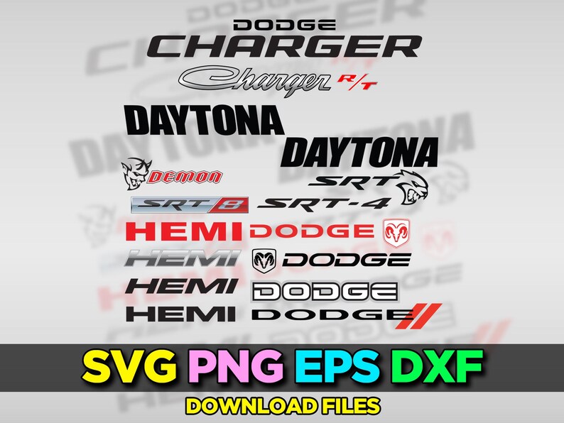 Dodge Charger R/T Daytona SRT Srt-4 Srt-8 Hemi Demon Hellcat Logos SVG ...
