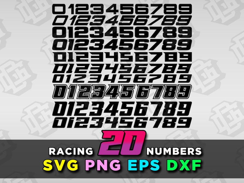20 Racing Number Fonts SVG EPS DXF Png Bundle Dirtbike Atv Utv ...