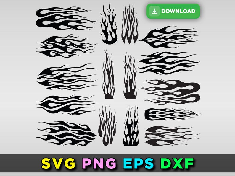 Flames 16 Stencil Outline Silhouette Ghost Flame Fire Tattoo Car ...