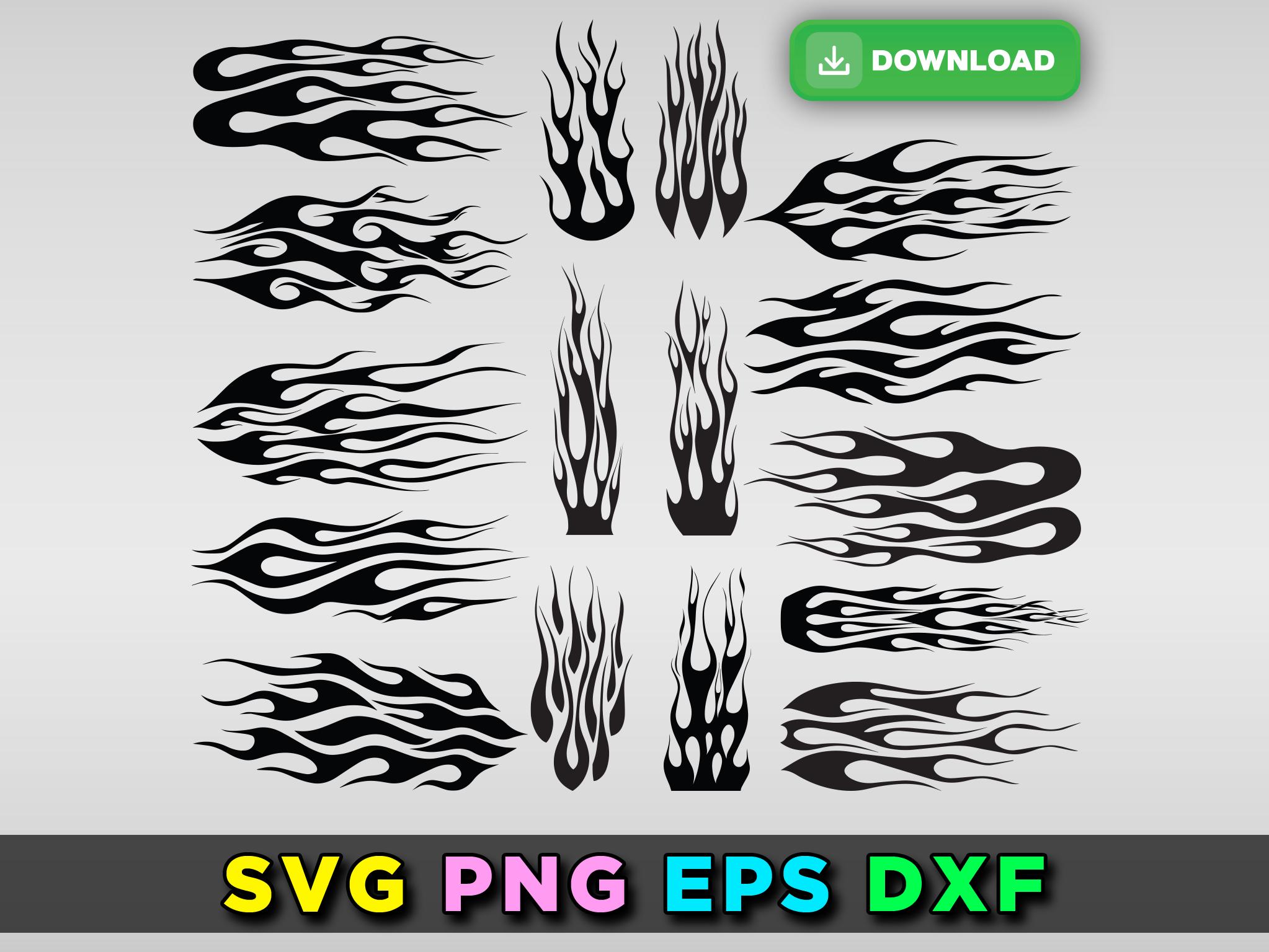 Flames 16 Stencil Outline Silhouette Ghost Flame Fire Tattoo Car ...