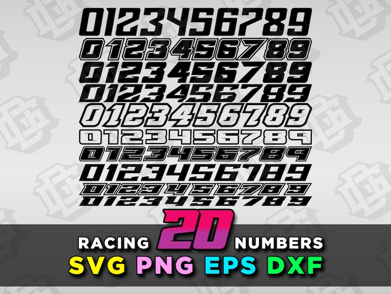 20 Racing Number Fonts SVG EPS DXF Png Bundle Dirtbike Atv Utv ...