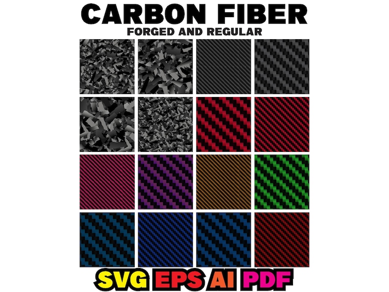 Forged Carbon Fiber Texture Pattern Pack Bundle With Colors Seamless ...