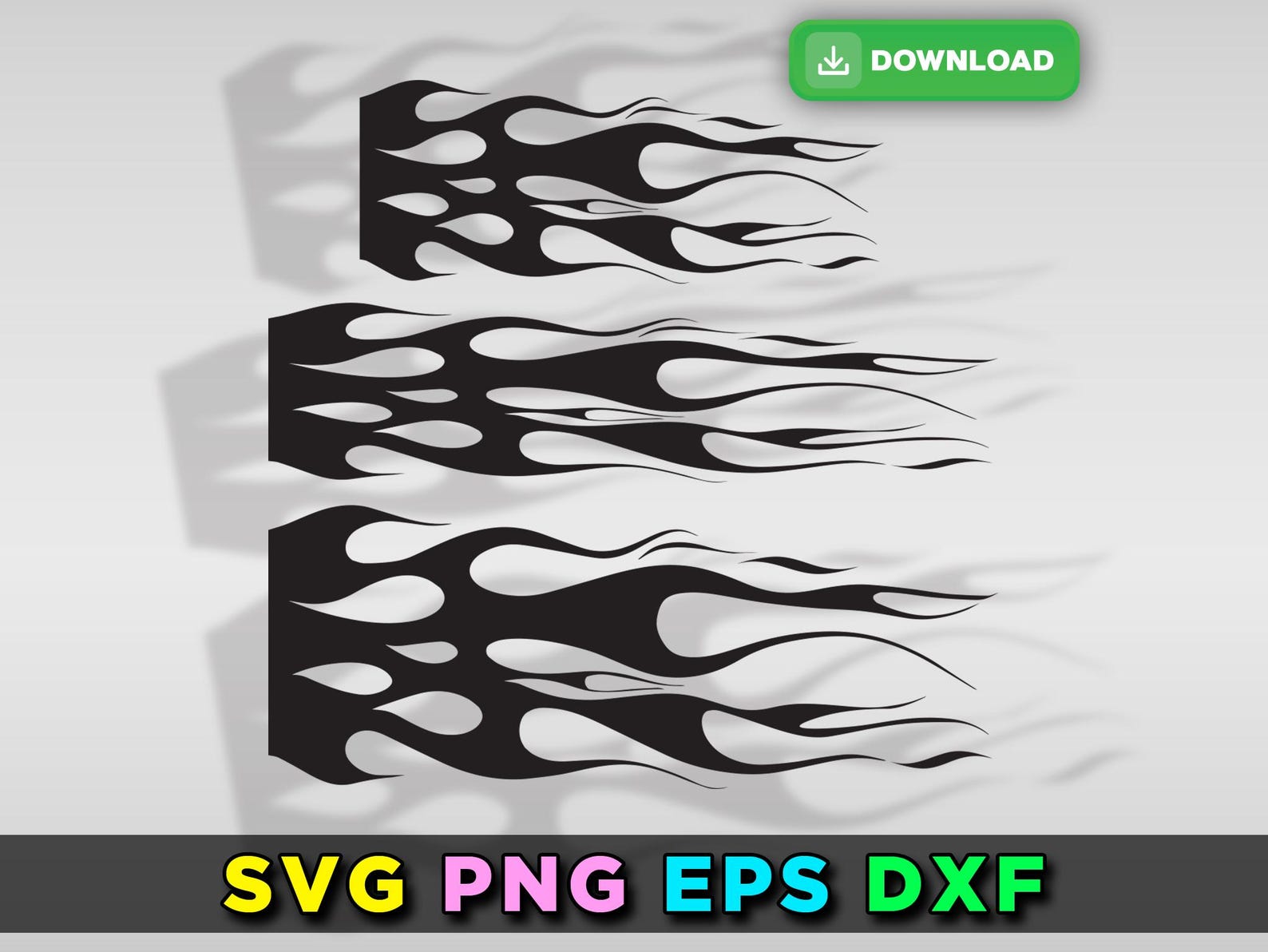 Flames Stencil Outline Silhouette Flame Fire Use for Tattoo Car ...