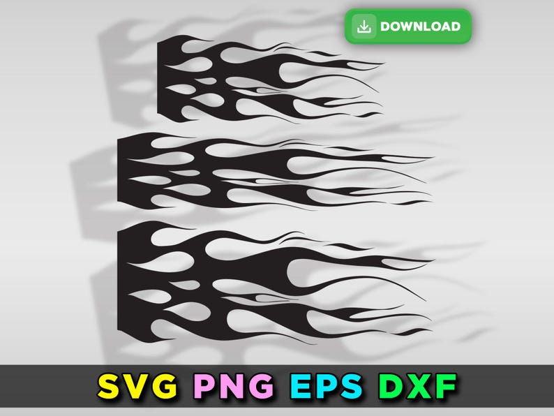 Flames Stencil Outline Silhouette Flame Fire Use for Tattoo Car ...
