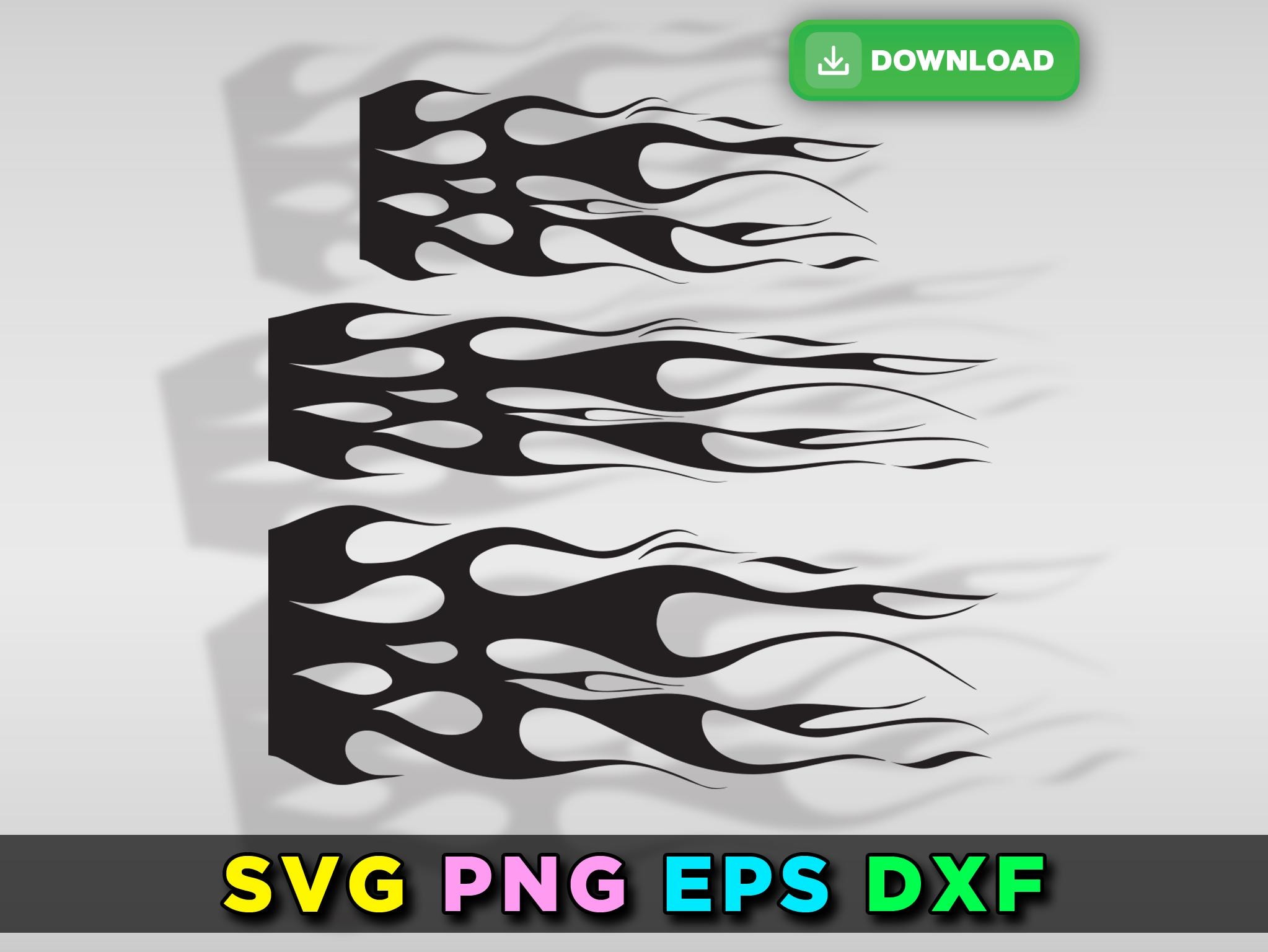 Flames Stencil Outline Silhouette Flame Fire Use for Tattoo Car ...