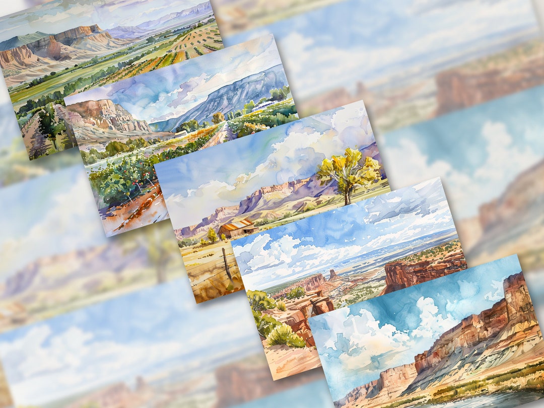 5 Western Colorado Bundle Watercolor Download Printable Wall Art Canvas ...