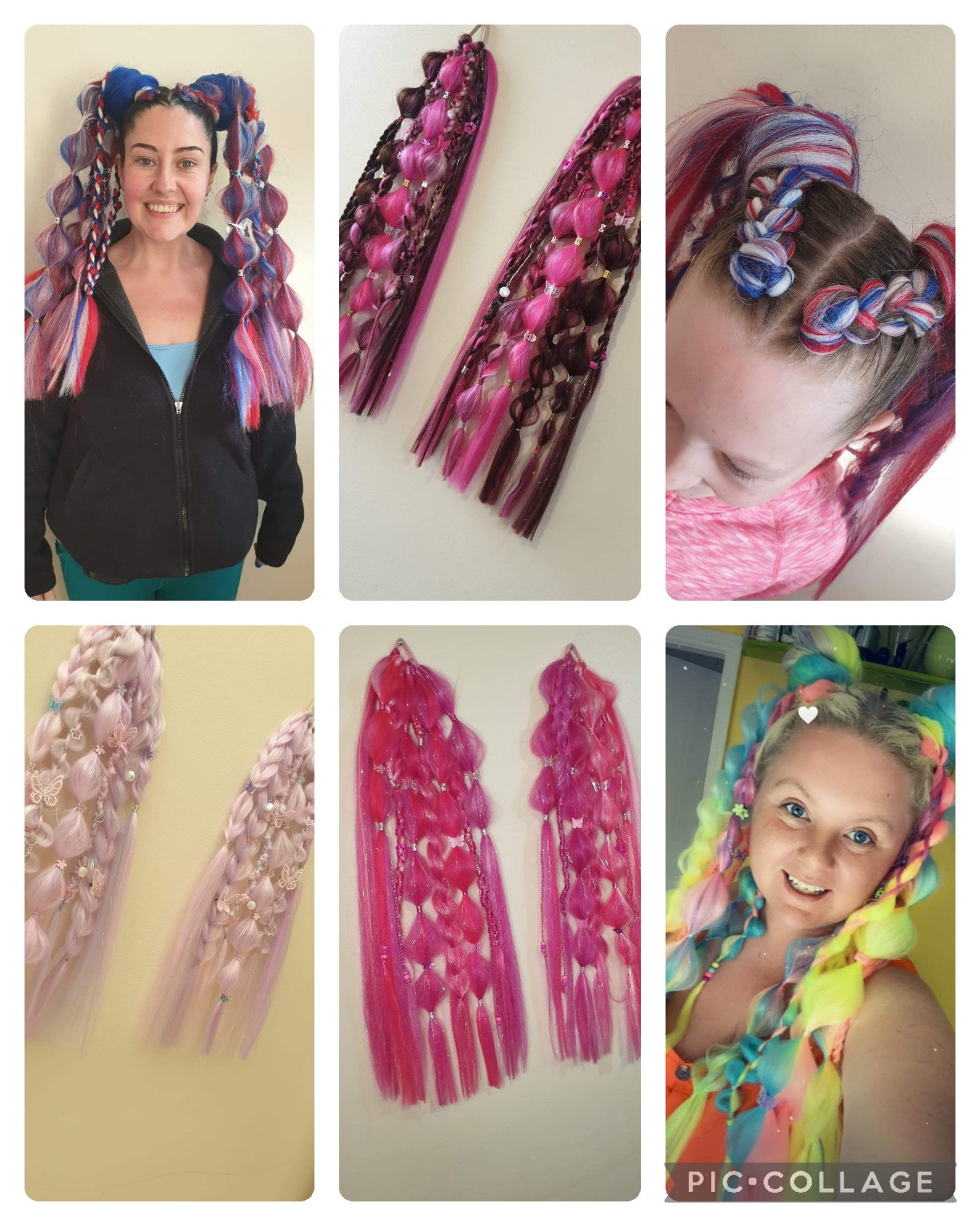 Festival Braids on Ties, Re Usable Braids, Braids on Bobbles, Bubble ...