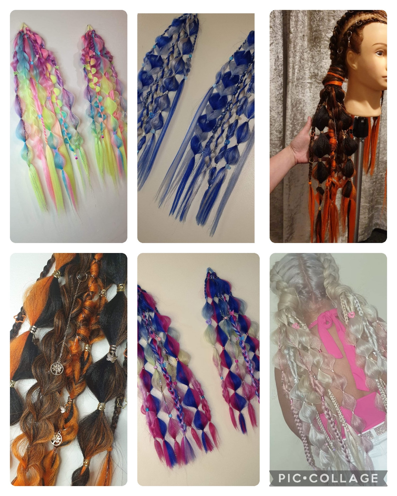 Festival Braids on Ties, Re Usable Braids, Braids on Bobbles, Bubble ...