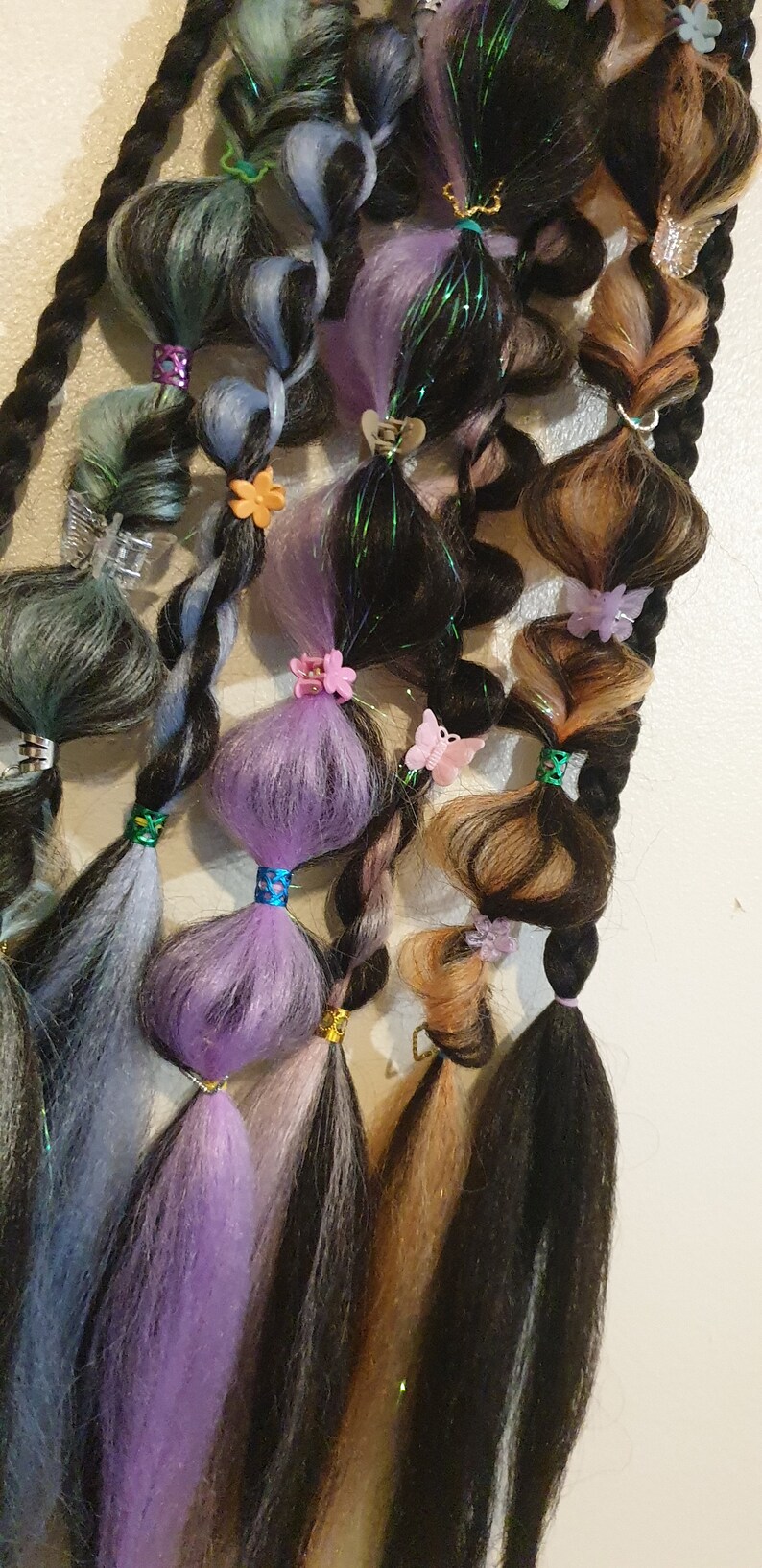 Festival Braids on Ties, Re Usable Braids, Braids on Bobbles, Bubble ...