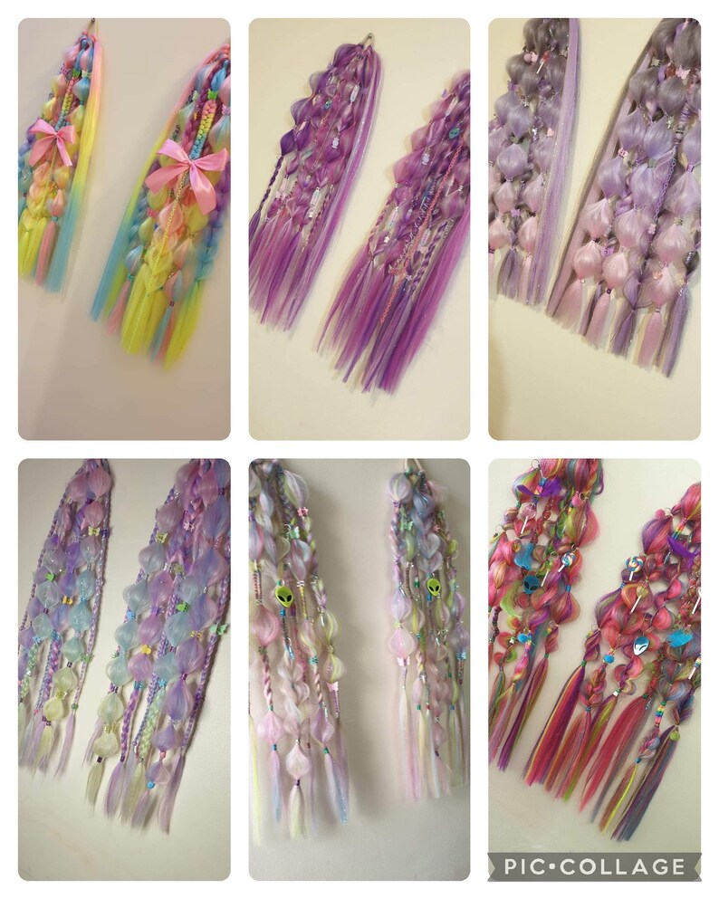 Festival Braids on Ties, Re Usable Braids, Braids on Bobbles, Bubble ...