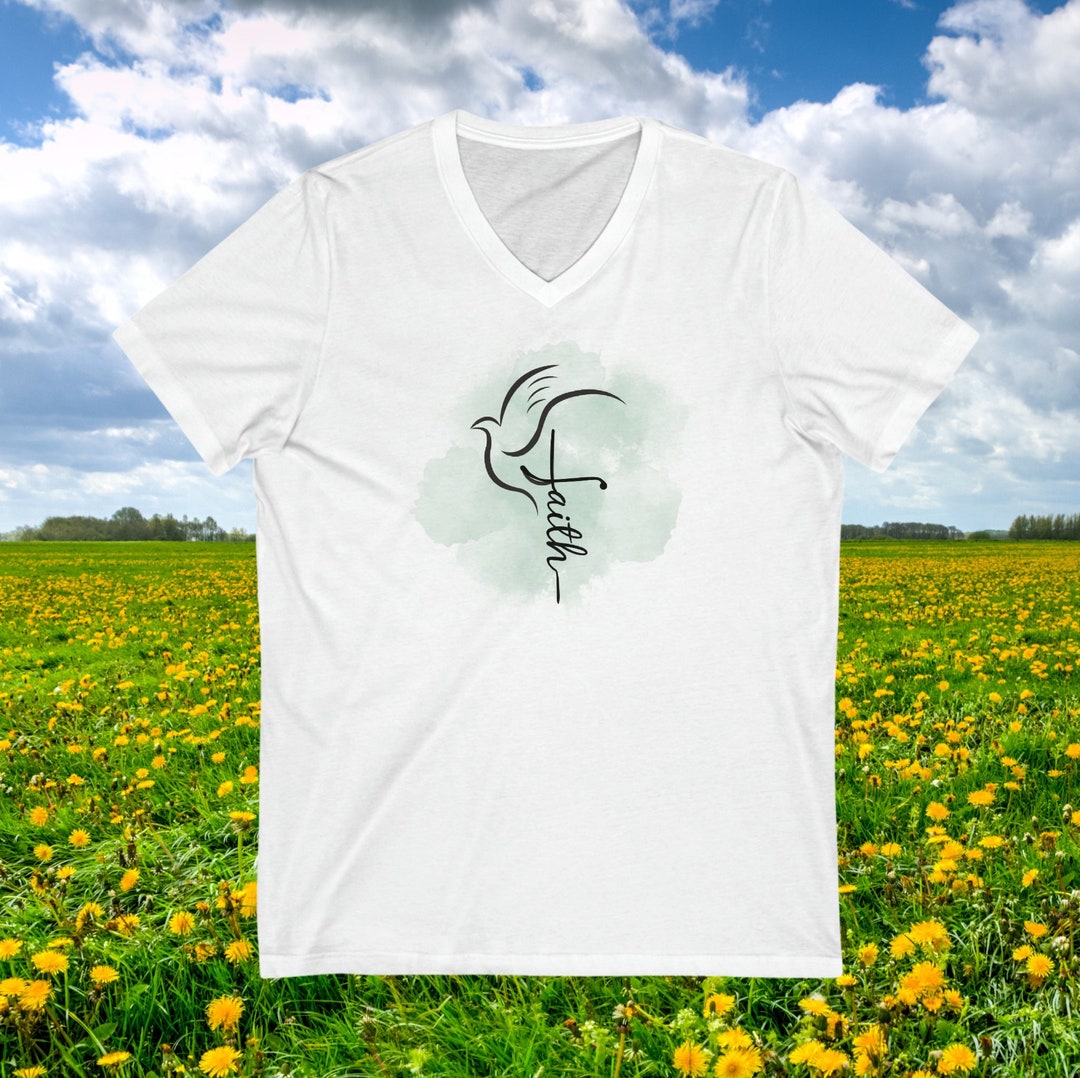 Faith V-neck Tee Shirt Dove T-shirt Inspirational Tshirt - Etsy