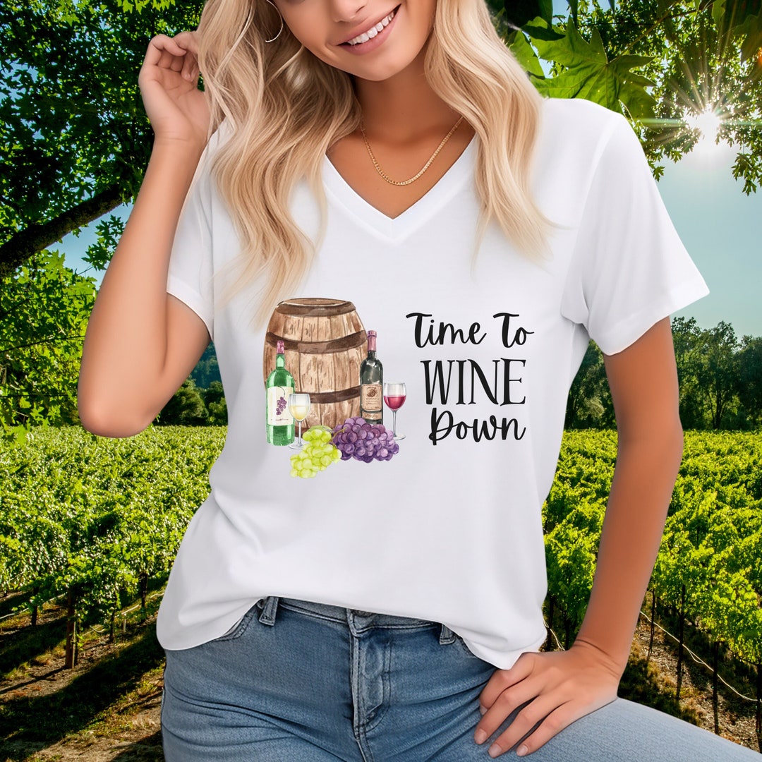 Wine Lovers V-neck Tee Shirt, Wine Barrel With Grapes T Shirt, Gift for ...