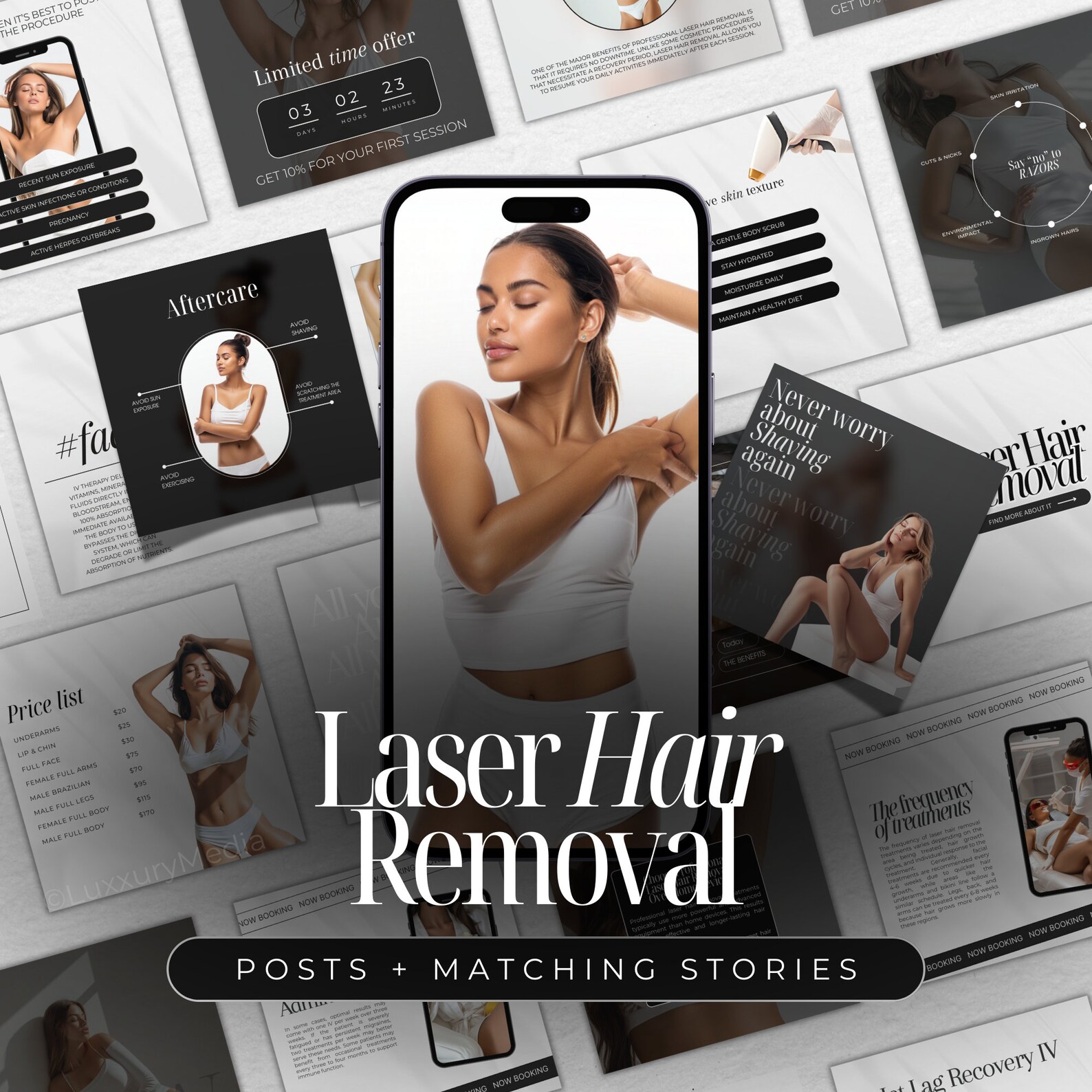 Laser Hair Removal Instagram Templates | Laser Hair Removal Social ...