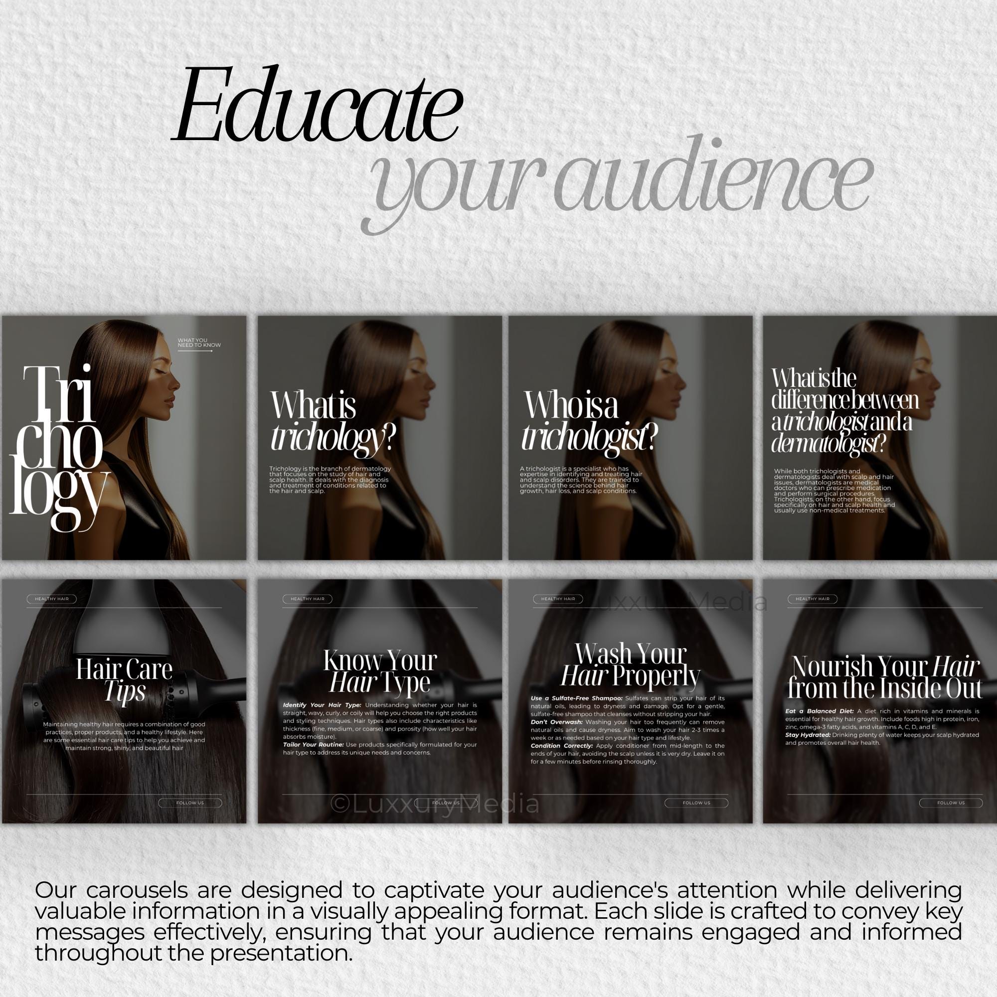 Trichology Instagram Templates | Trichologist Social Media Posts | Hair ...