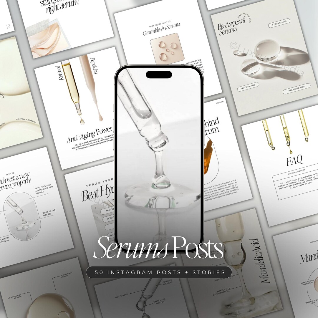 Skincare Serum Instagram Templates, Serum Posts, Skincare Social Media ...