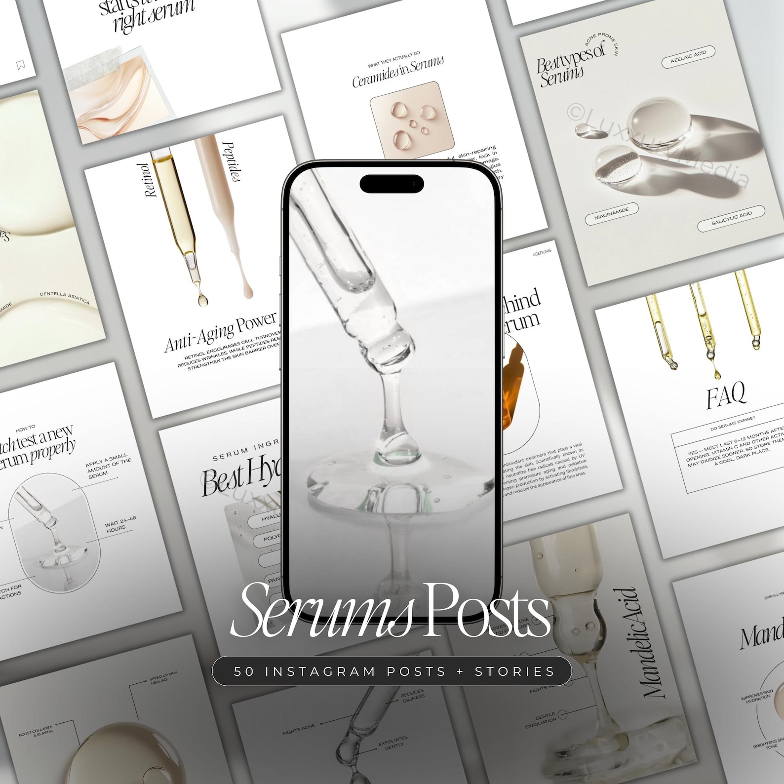 Skincare Serum Instagram Templates, Serum Posts, Skincare Social Media ...