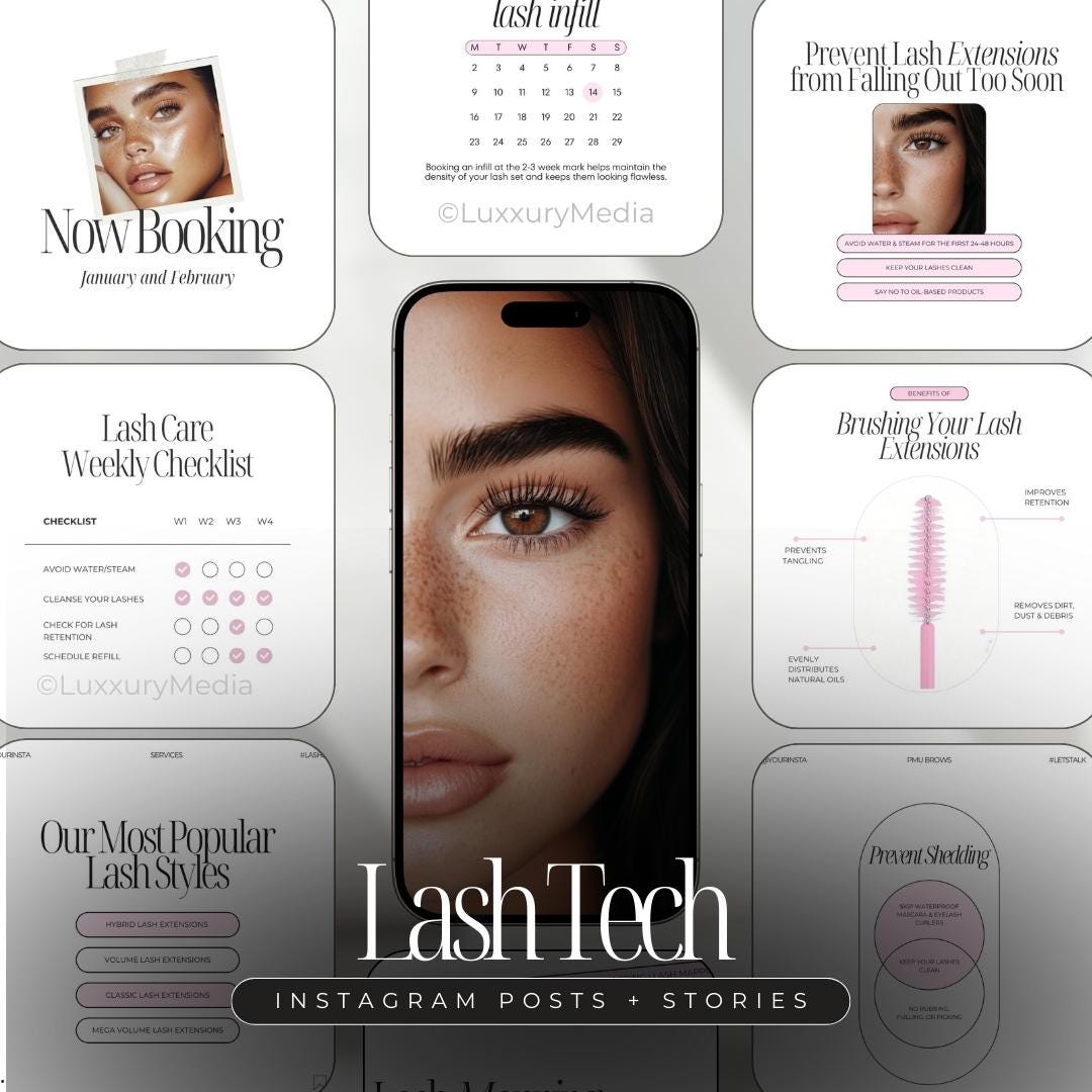 Lash Tech Instagram Template | Lash Extension Post Templates | Lash ...