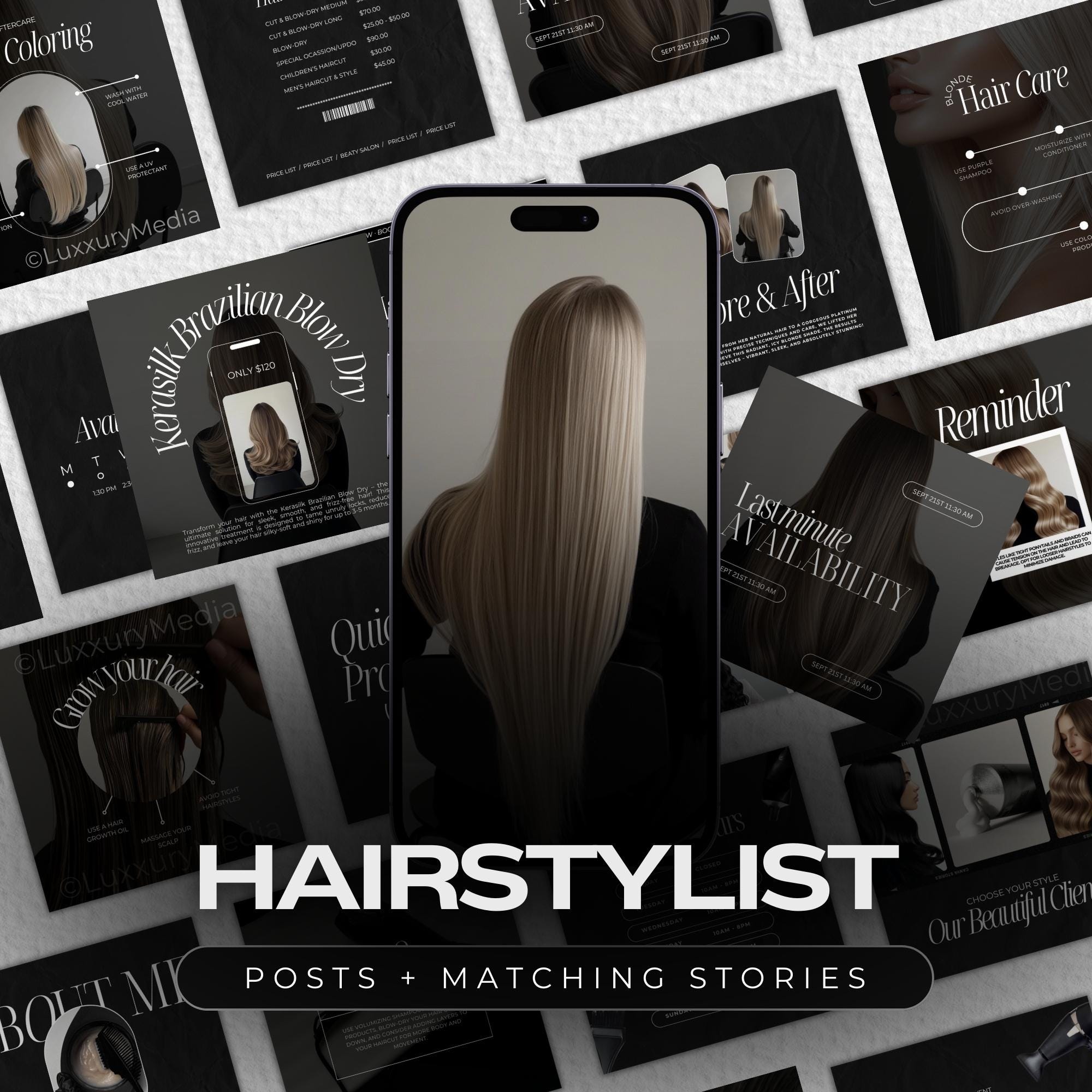 Hairstylist Instagram Templates | Hair Instagram Posts | Hairdresser ...
