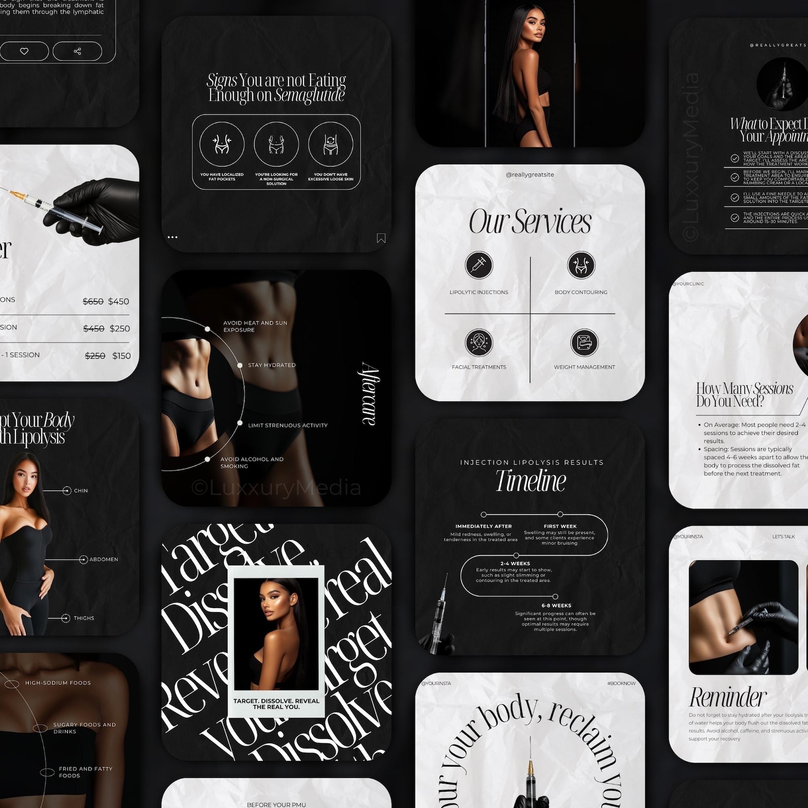 Injection Lipolysis Instagram Templates, Fat Dissolving Injections Post ...