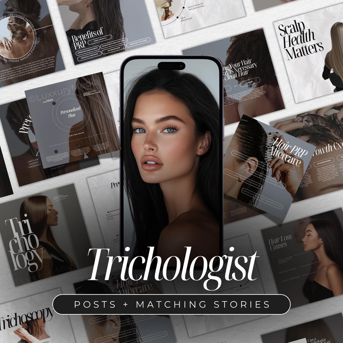 Trichology Instagram Templates | Trichologist Social Media Posts | Hair ...