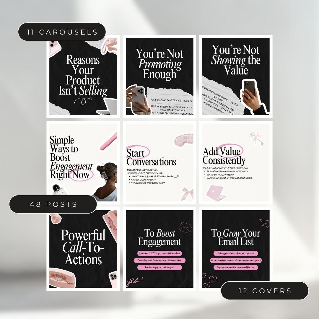 Trendy Instagram Carousel Template | Aesthetic Carousel Posts | Viral Carousel Template PLR ...