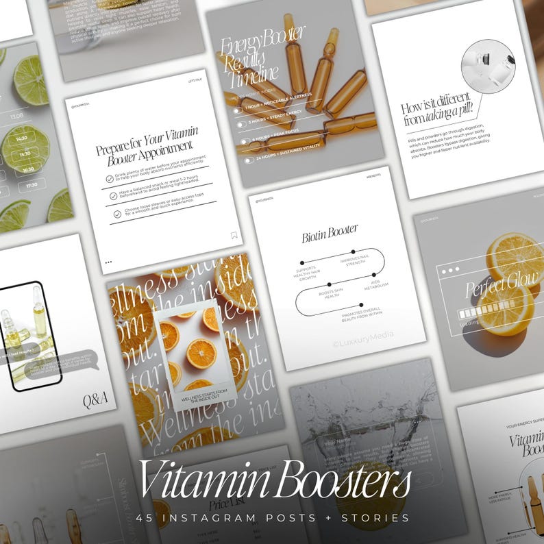 Vitamin Boosters Instagram Templates | Vitamin Injections Social Media ...