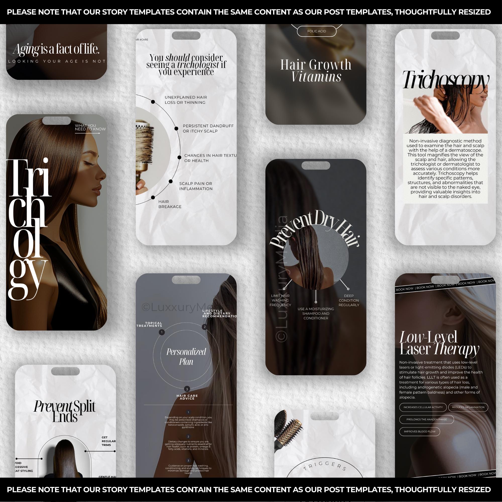 Trichology Instagram Templates | Trichologist Social Media Posts | Hair ...
